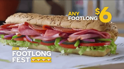 Subway $6 Any Footlong Sub (12 inches) - ValueGrub